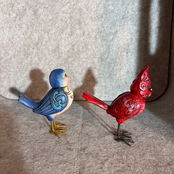 Jim Shore | Accents | Jim Shore Bird Figurines Blue Bird And Cardinal ...